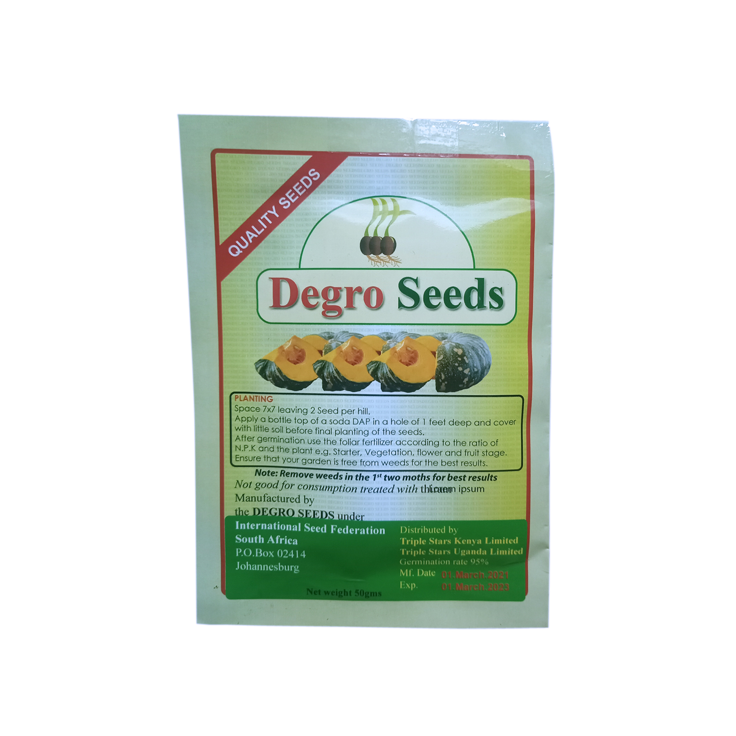 Degro Pumpkin Seeds -50g Sachet | Agritab